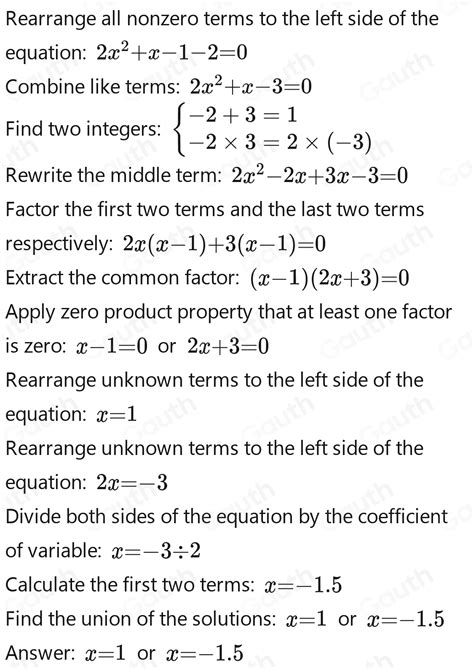 Solved Use The Zero Product Property To Find The Solutions To The Equation 2x 2 X 1 2 X 1 2