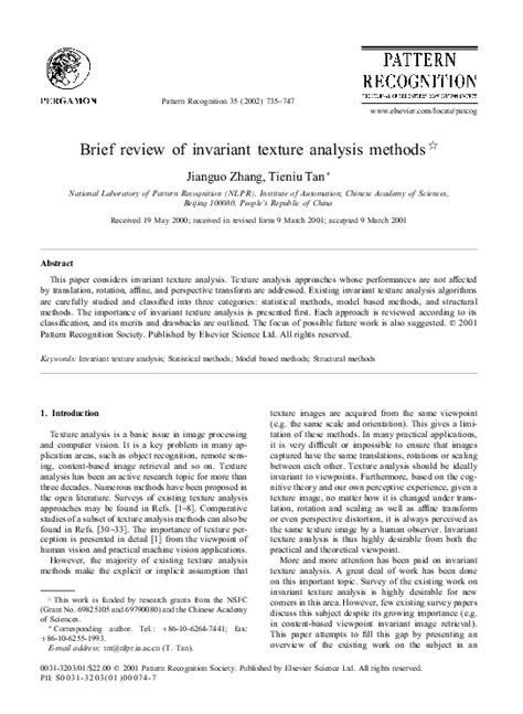 pdf brief review of invariant texture analysis methods