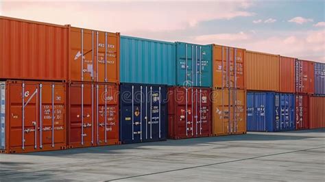 Sea Shipping Containers On A Loading Platform In A Port With Space For Text Illustrating