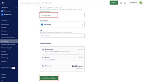 digitalocean droplet with managed database
