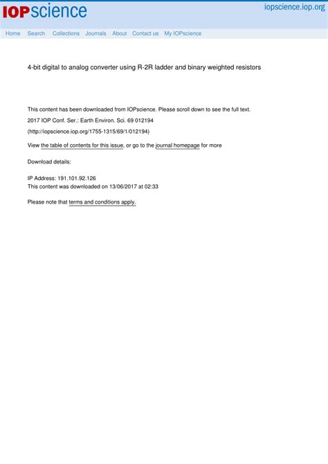 Pdf 4 Bit Digital To Analog Converter Using R 2r Ladder And Binary