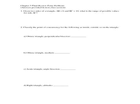 Points Of Concurrency For Triangles Worksheet For 10th Grade Lesson Planet