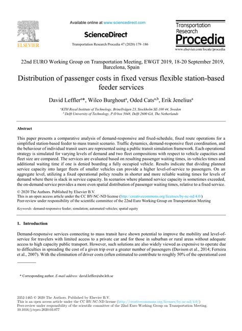 Pdf Distribution Of Passenger Costs In Fixed Versus Flexible Station Based Feeder Services