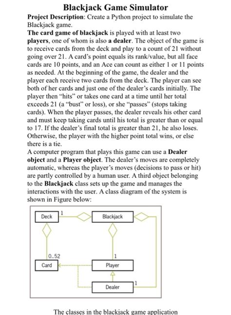 Solved Blackjack Game Simulator Project Description Create