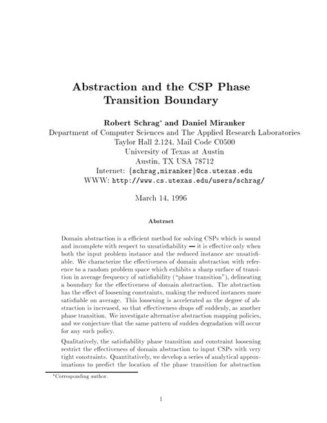 Pdf Abstraction And The Csp Phase Transition Boundary