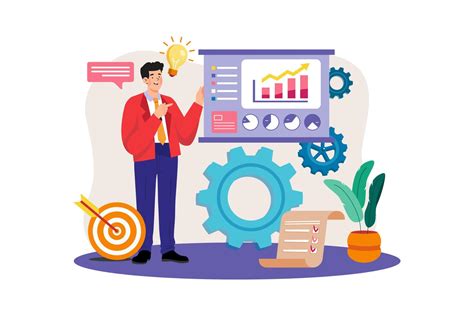 Businessman Presenting Data Analytic Illustration Concept A Flat