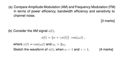 A Compare Amplitude Modulation Am And Frequency Chegg