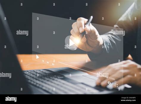Video Streaming On Internet Concept Man Using Mouse And Keyboard For