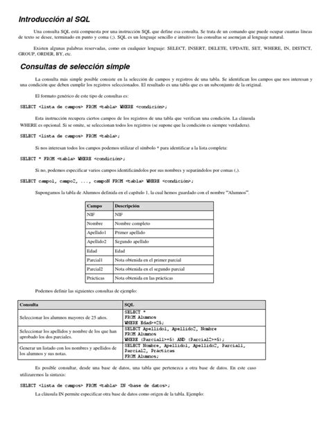 introducción a las consultas sql básicas pdf sql tabla base de