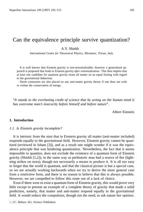 Pdf Can The Equivalence Principle Survive Quantization Dokumen Tips