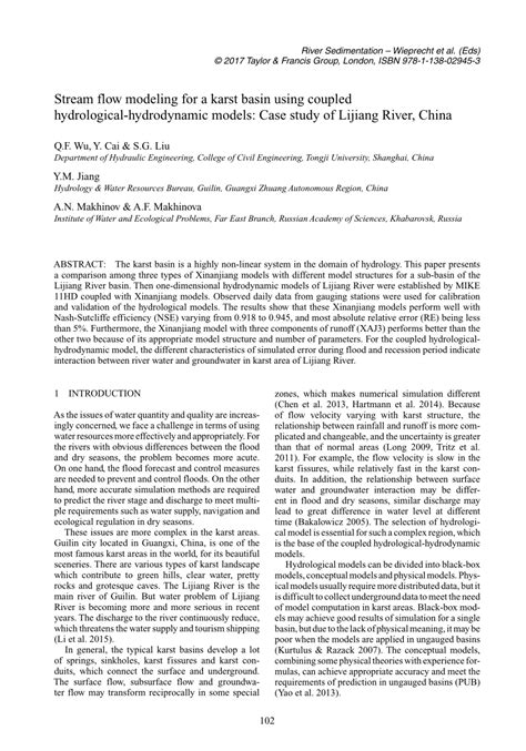 Pdf Stream Flow Modeling For A Karst Basin Using Coupled Hydrological Hydrodynamic Models