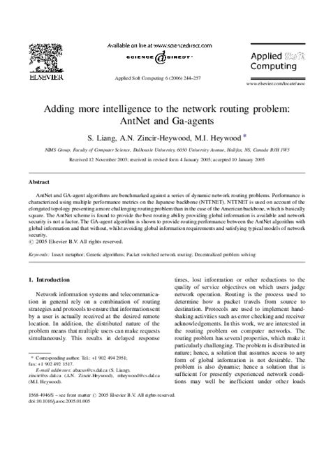 Pdf Adding More Intelligence To The Network Routing Problem Antnet