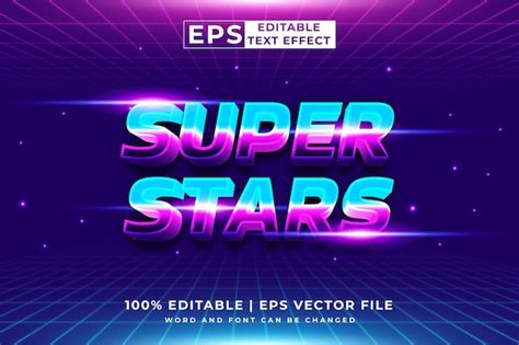 Premium Vector Editable Text Effect Super Stars Retro 3d 80s Template Style Premium Vector