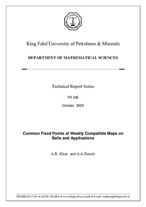 Pdf Common Fixed Points Of Weakly Compatible Maps On Balls And