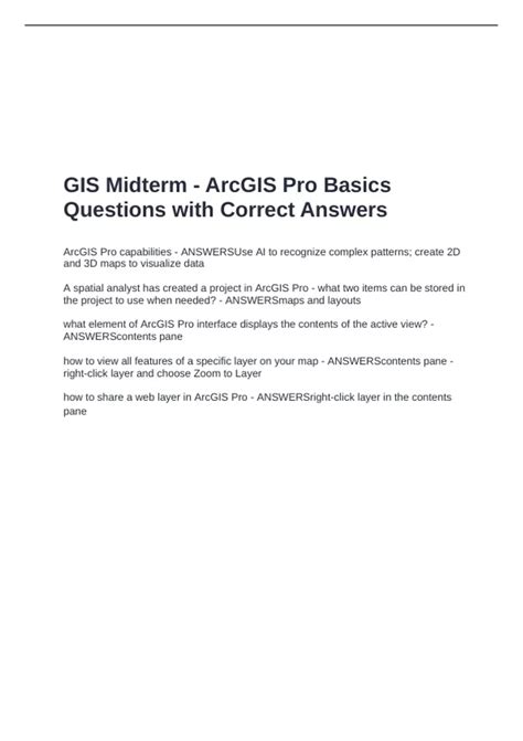 Gis Midterm Arcgis Pro Basics Questions With Correct Answers Gis Arcgis Pro Basics Stuvia Us