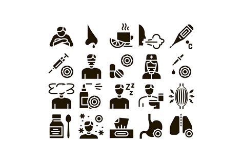 Flu Symptoms Medical Glyph Set Vector Graphic By Pikepicture Creative Fabrica
