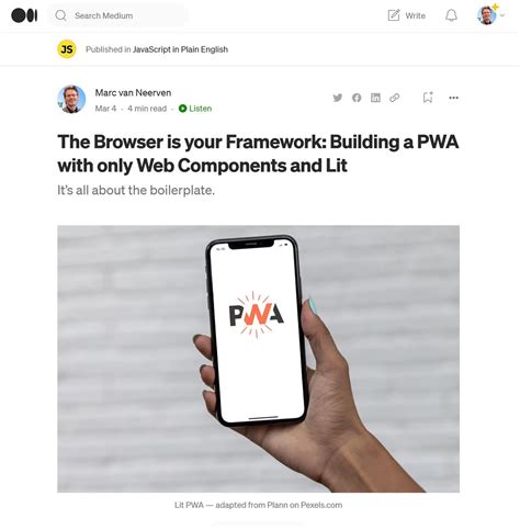 Litpwa Frontenddevelopment Javascript Typescript Lit Esbuild Marc Van Neerven