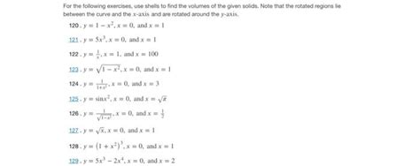Solved For The Following Exercises Use Shells To Find The