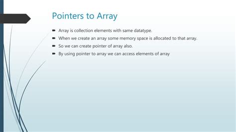 Pointer To Array And Structure Pptx Programming Languages Computing