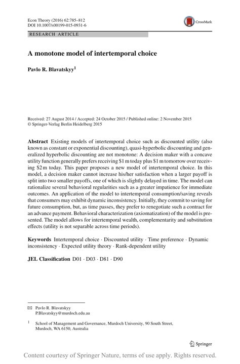 A Monotone Model Of Intertemporal Choice