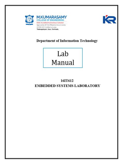 16it612 Embedded Systems Lab Pdf Microcontroller Arduino