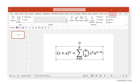 03 equation tab in powerpoint slidemodel