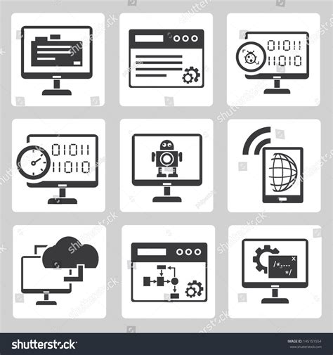 Programmer Software Development And Internet Application Icons Set