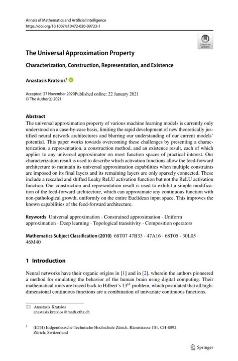 Pdf Universal Approximation Theorems