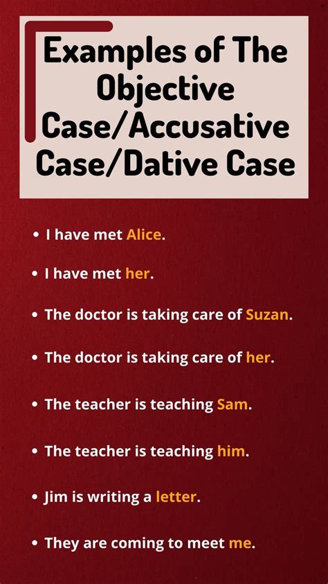 examples of the objective case accusative case dative case accusative