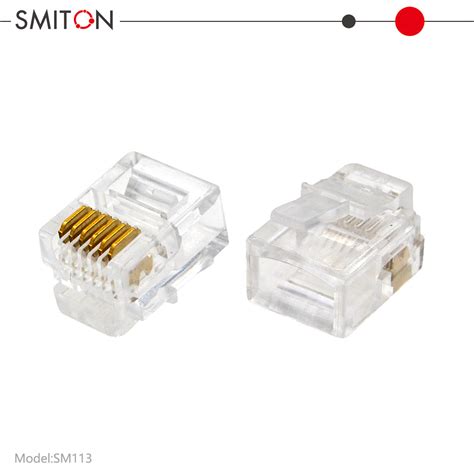 Cat3 Telephone Plug Utp Type 6p6c Connector Rj12 6p6c Modular Plug