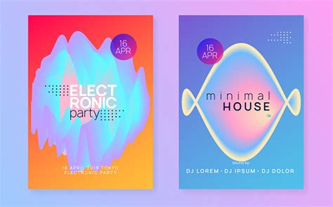 디스코 페스트 음악 및 콘서트 템플릿 초대장 레이아웃에 대한 미래 배경 밝은 전자 전단지 잡지를위한 현대 미술 핑크와 블루 디스코 페스트 Dj에 대한 스톡 벡터 아트 및