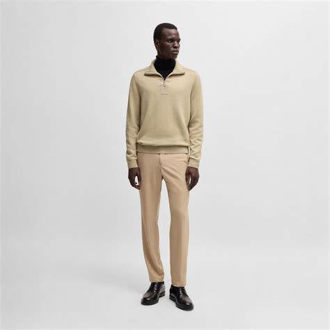 Boss Bart Quarter Zip Sweater Light Beige Trendygolf Uk