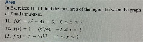 Solved Areain Exercises 11 14 ﻿find The Total Area Of The