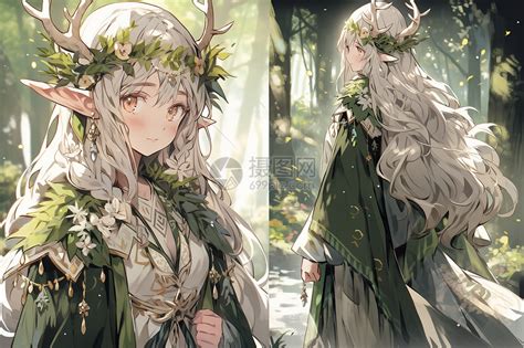 神秘森林妖娆的精灵女王插画图片下载 正版图片402490090 摄图网