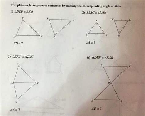 Solved Complete Each Congruence Statement By Naming The