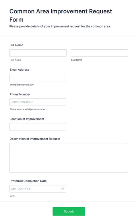 Common Area Improvement Request Form Template Jotform