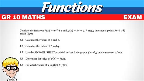 Exam Functions Grade 10 Youtube