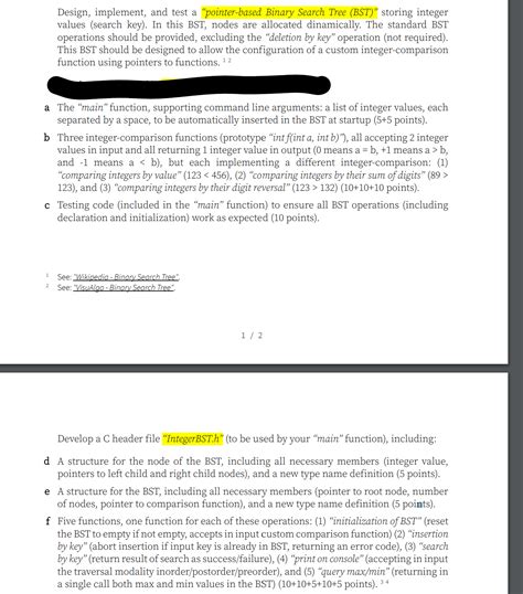 Solved Design Implement And Test A Pointer Based Binary Search Tree 1 Answer