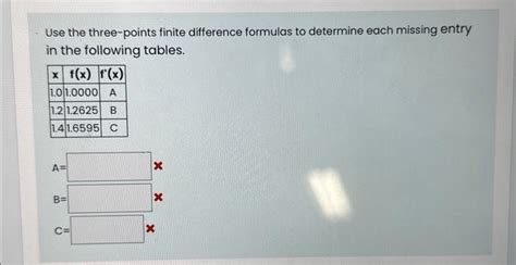 Solved Use The Three Points Finite Difference Formulas To