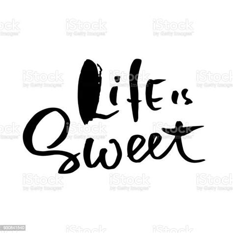 인생은 달콤한 손으로 그려 글자 벡터 타이 포 그래피 디자인입니다 손으로 쓴된 비문입니다 검은색에 대한 스톡 벡터 아트 및 기타 이미지 Istock
