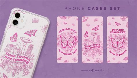 Inspirational Butterfly Phone Case Set Vector Download