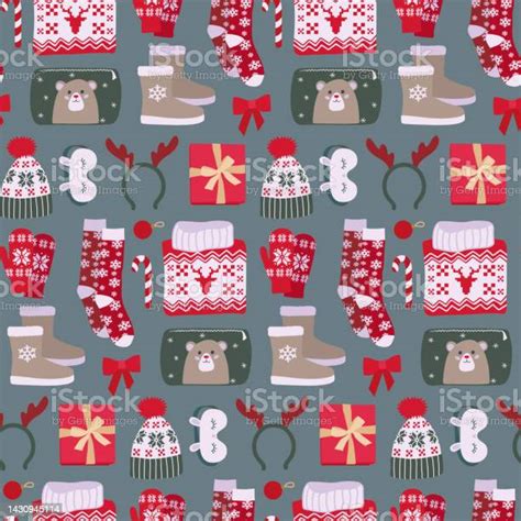진저 브레드가있는 크리스마스 이음새가 없는 패턴 선물 전나무 나무 겨울 휴가 배경 0명에 대한 스톡 벡터 아트 및 기타 이미지 0명 12월 가방 Istock