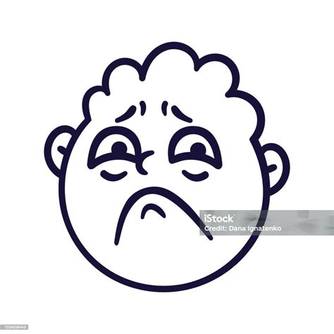 슬픈 감정과 둥근 추상적 인 얼굴 슬픔 이모티콘 아바타 화가 남자의 초상화 플랫 디자인 벡터 일러스트레이션 만화에 대한 스톡 벡터 아트 및 기타 이미지 Istock