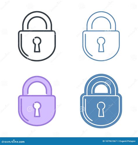 The Lock Vector Outline Icon Set Data Protection Concept Stock Vector Illustration Of Design