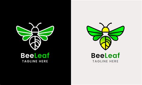 Bee Icon Bee Leaf Logo Sample Natural Green Yellow Bee Honey Concept Photo Template 46346528