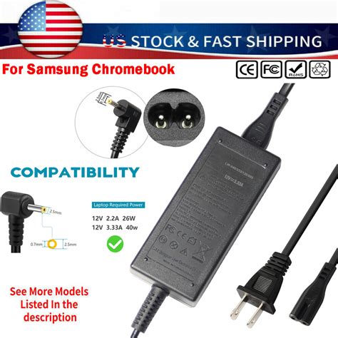 40w Ac Adapter Charger For Samsung Chromebook 3 Xe500c13 2 Xe500c12 Pa