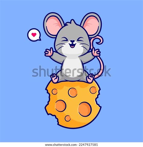 Cute Mouse Eating Cheese Moon Cartoon Stock Vector Royalty Free Shutterstock
