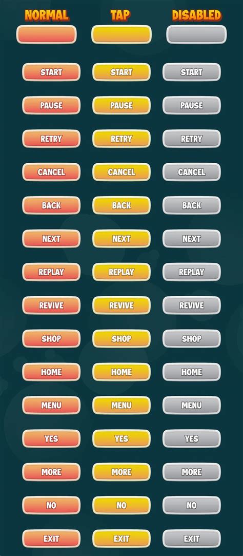 Big Set Of Buttons In Cartoon Style With Editable Text Effect For Game Ui Button With Three