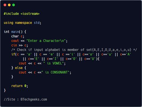 Vowel And Consonant C C Program To Check Whether A Character Is Vowel Or Consonant