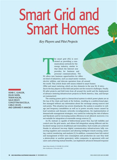 PDF Smart Grid And Smart Homes Key Players And Pilot Projects